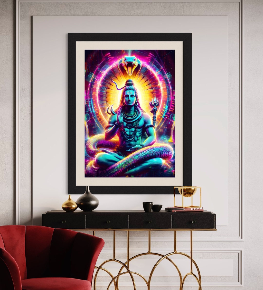 Neon Lord Shiva Art: Abstract Hindu Home Decor (digital Download ...
