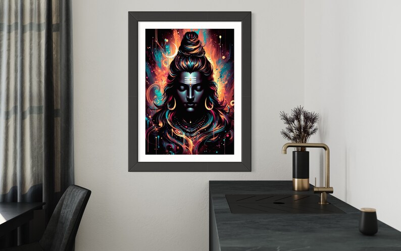Lord Shiva Neon Art Print: Hindu Home Decor - Etsy
