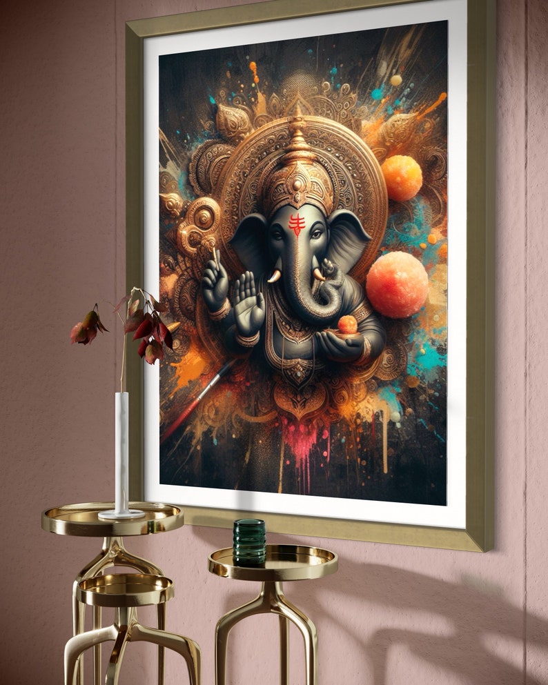 Divine Ganesh Wall Art Print Ganesh Art Print, Hinduism Art Spiritual ...