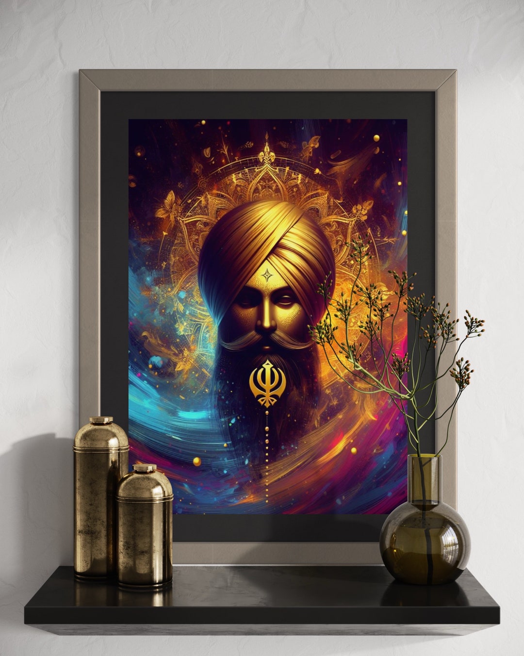 Sikh Guru & Khanda Art Print: Divine Radiance Poster - Etsy