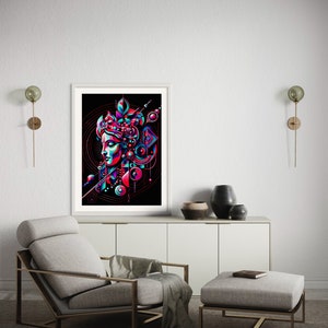 Geometric Lord Krishna Neon Wall Art Print - Neon Contemporary ...