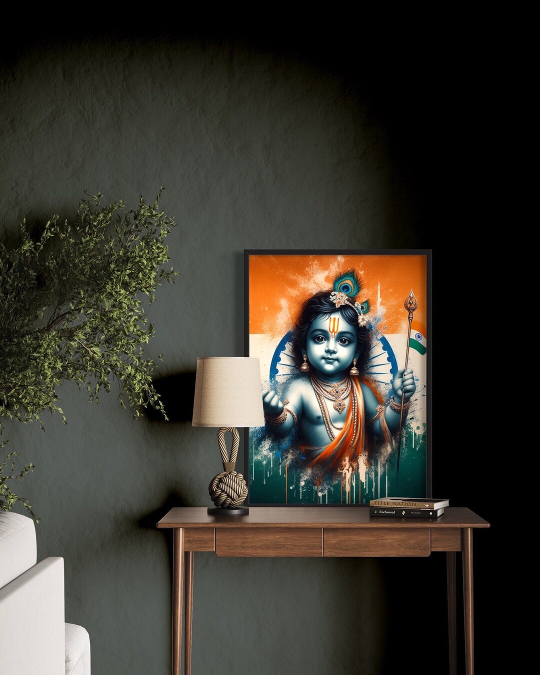 Baby Lord Krishna Wall Art Print - Contemporary Indian Flag Artwork ...