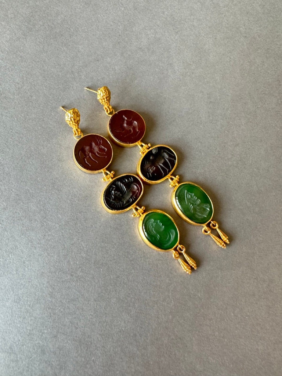 Natural Agate Gemstone Dangle Earrings•24k Gold Plated• Mother's Day ...