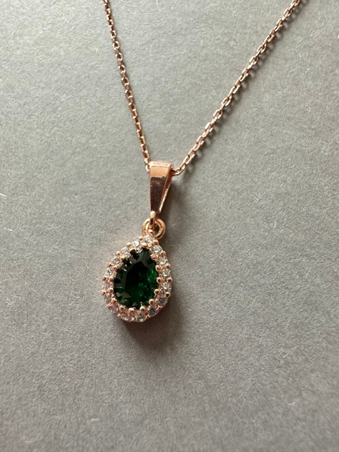 Tear Drop Gemstone Pendant Necklace • 925 Sterling Silver • Gold ...
