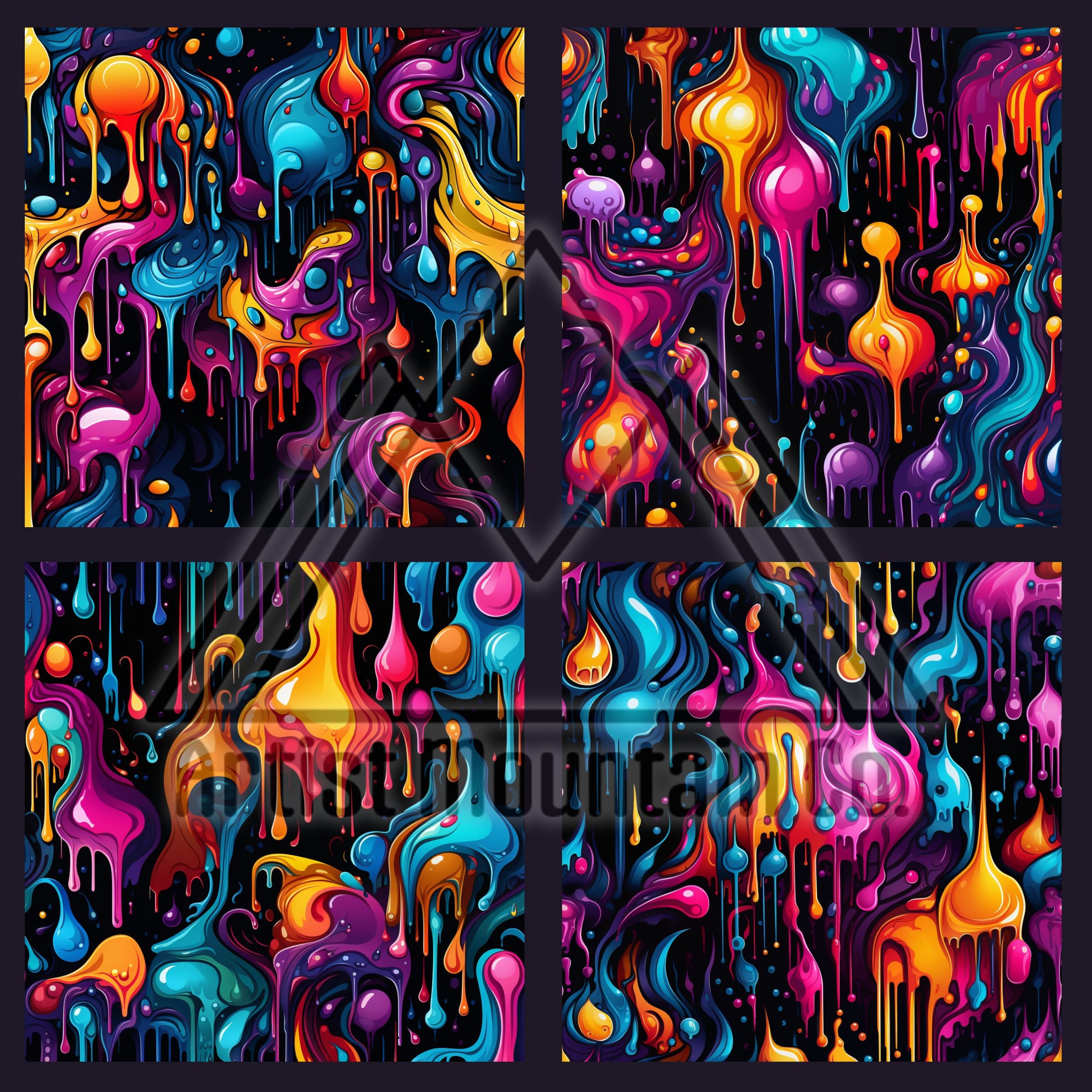 Psychedelic Floral, Drippy Design, Background, Wallpaper, Crafts, DIY ...