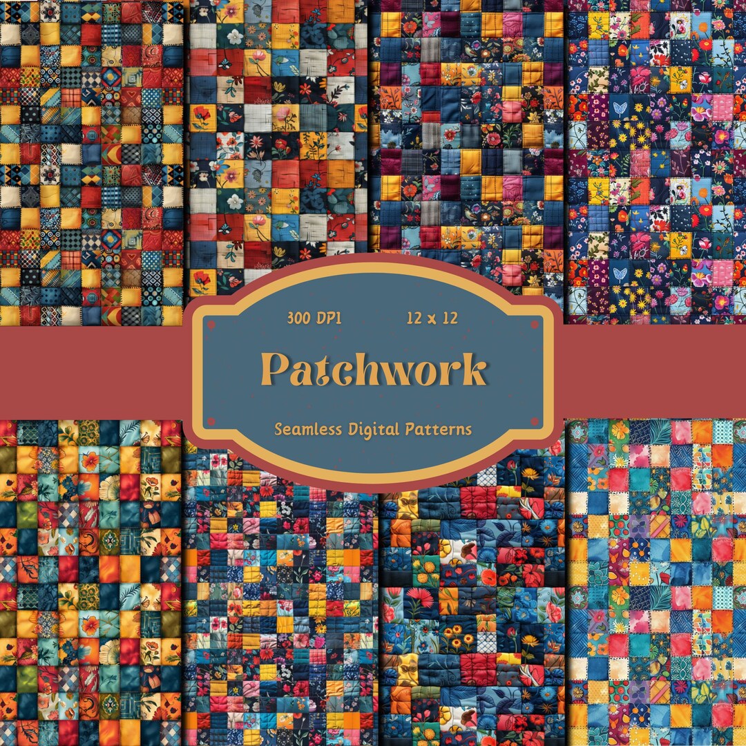 Patchwork, Quilt, Traditional, Fabric, Vibrant, Crafts, DIY, Printable ...