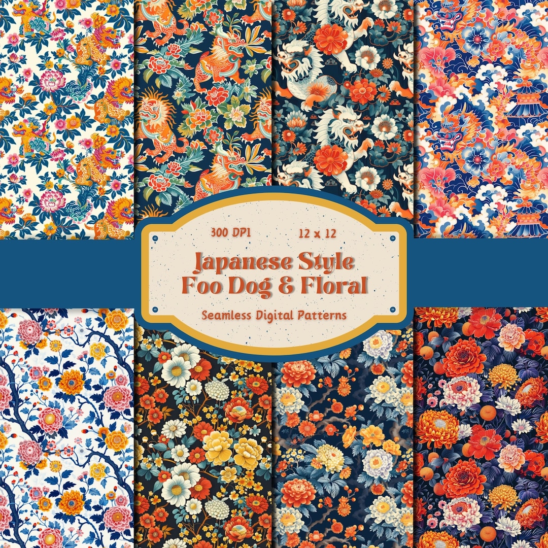 Foo Dog, Floral Motifs, Japanese Style, Colorful Pattern, Crafts, DIY ...