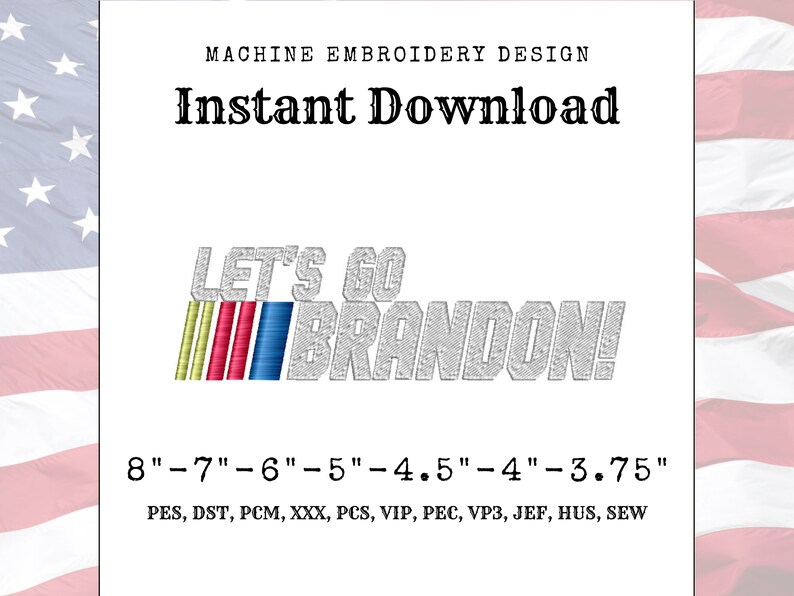 Let's Go Brandon Machine Embroidery Design Race Car Style Embroidery ...