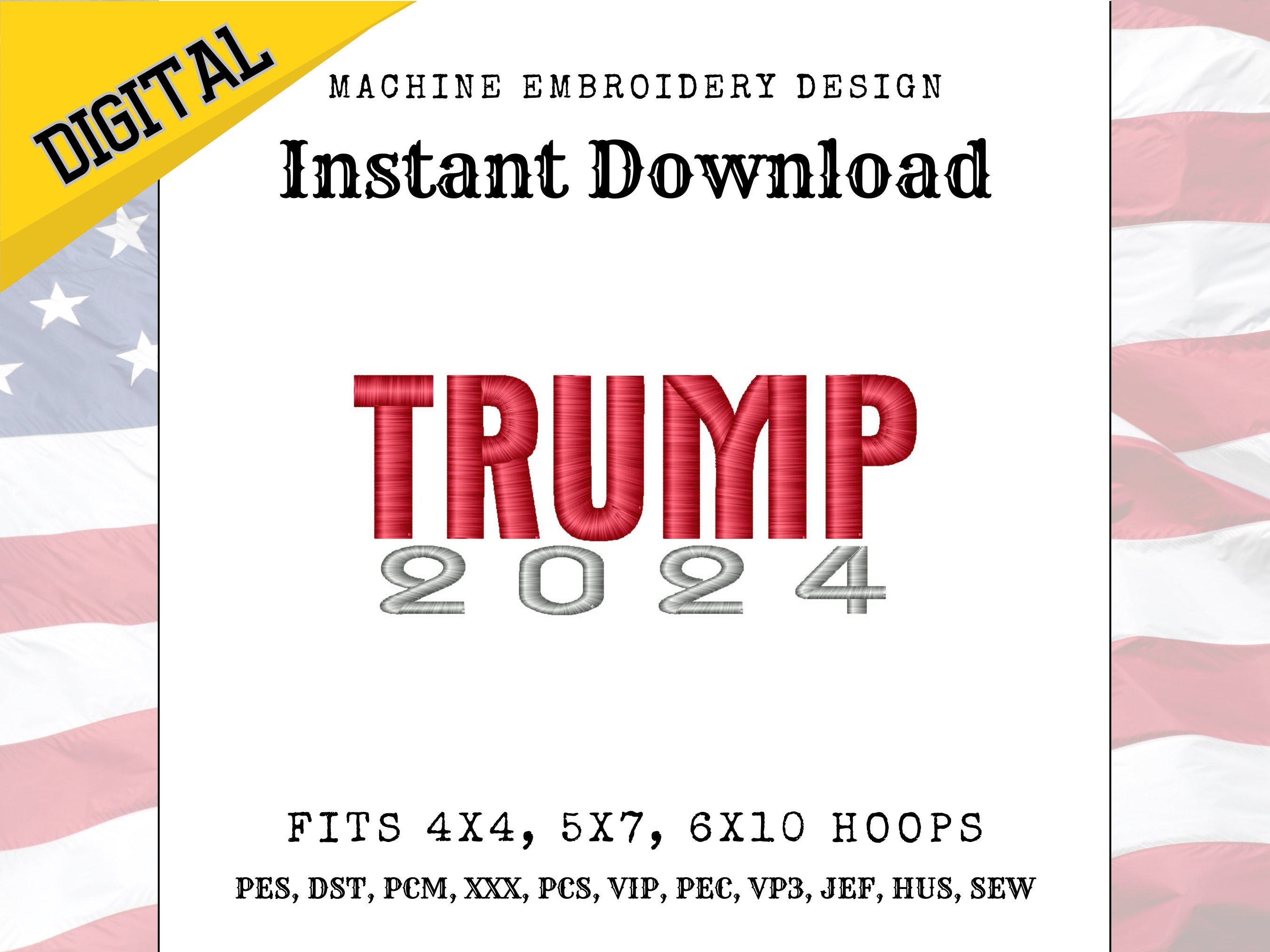 TRUMP 2024 Machine Embroidery Design Election Cap Embroidery Design ...