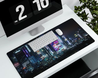 Cyberpunk City Lights Desk Mat - Etsy
