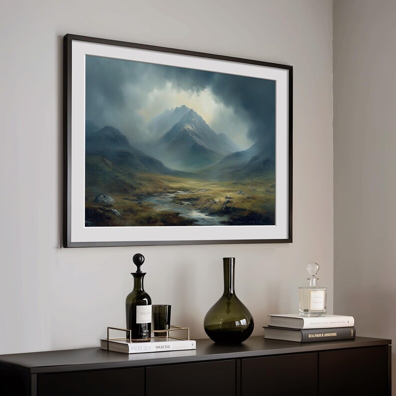 Moody Remote Scottish Moorland Landscape - Rustic Highlands Art ...