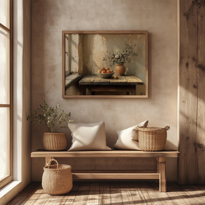 Printable Vintage Cottage Interior Still Life - Classic Painterly Fruit ...
