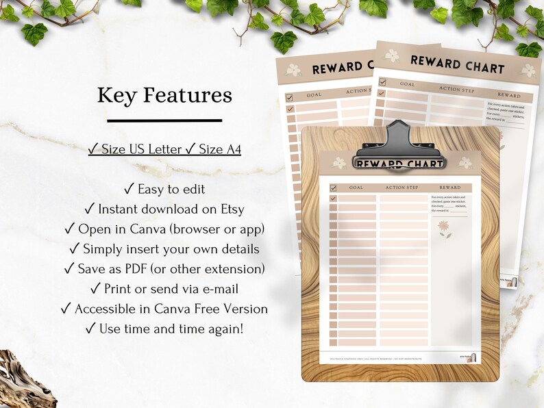 Adult Reward Chart Editable Canva Template Responsibility Tracker ...