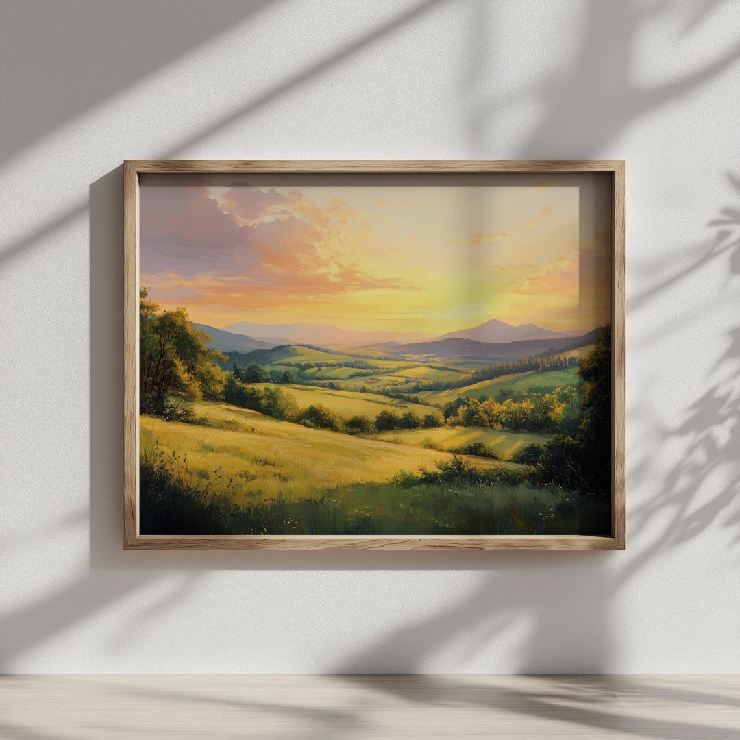 Rustic Celtic Irish Countryside Printable - Summer Evening Landscape ...