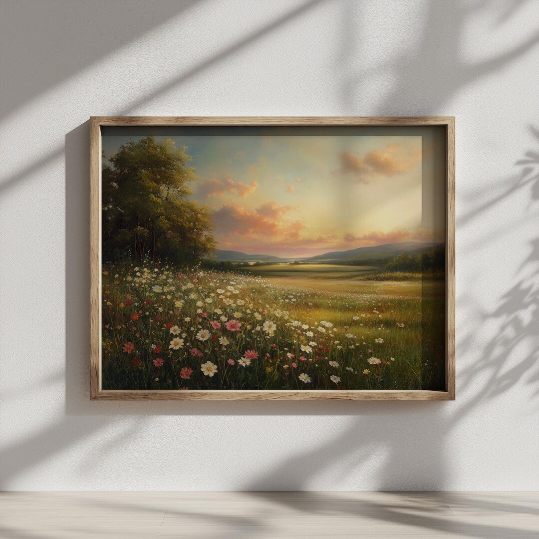 Celtic Countryside Landscape at Dusk - Printable Midsummer Meadow ...