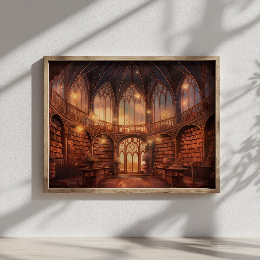 Rustic Moody Gothic Library Printable - Vintage Fantasy Interior Art ...
