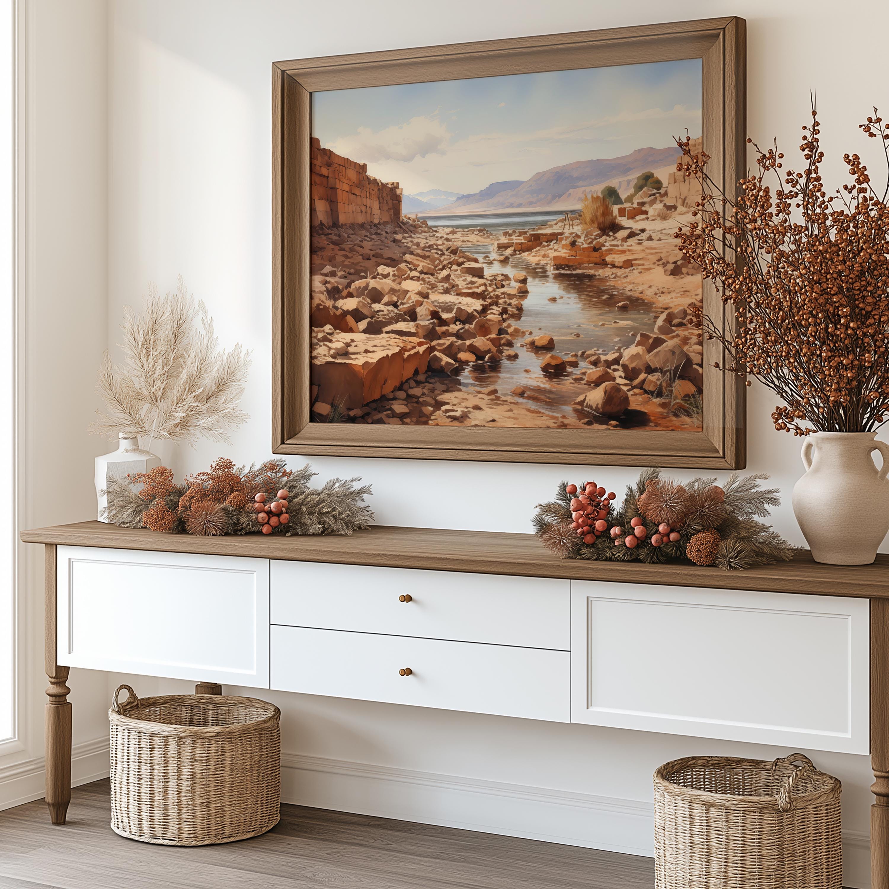 Biblical Landscape Printable Wall Art - Serene Pastoral Shoreline ...