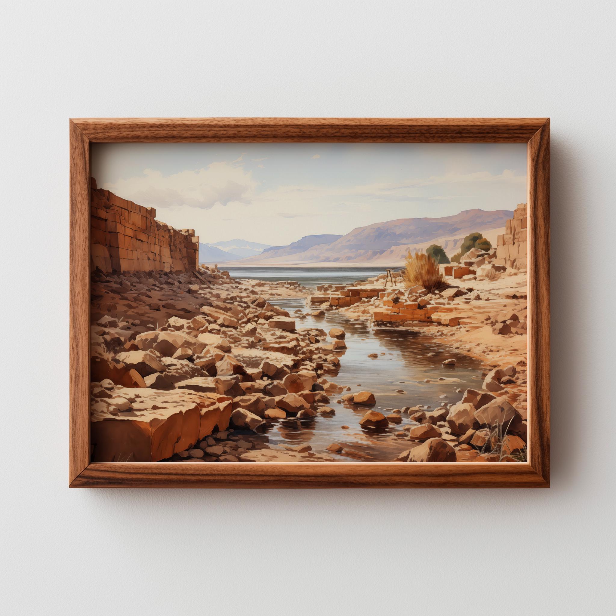 Biblical Landscape Printable Wall Art - Serene Pastoral Shoreline ...