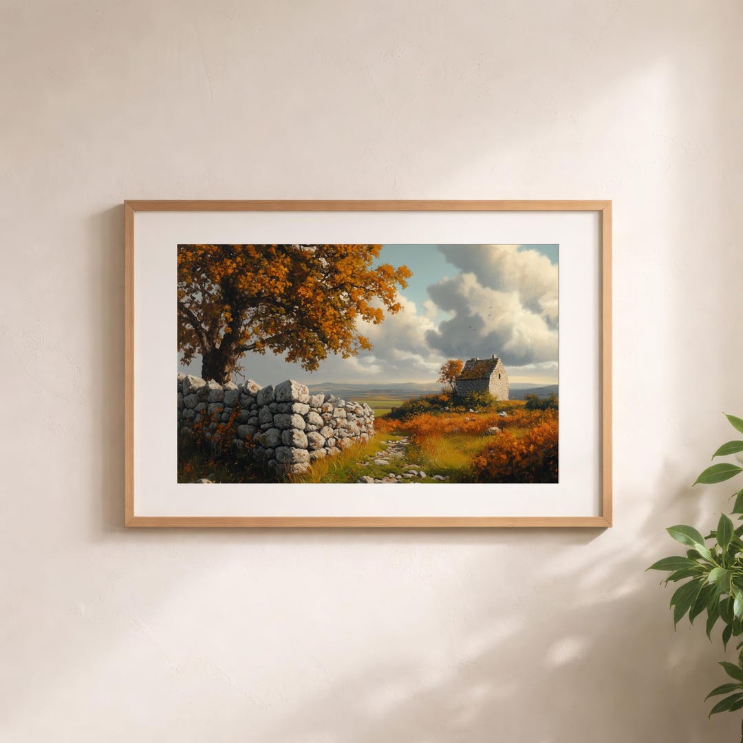 Rustic Irish Autumn Painting - Moody Cottagecore Landscape, Warm Fall ...