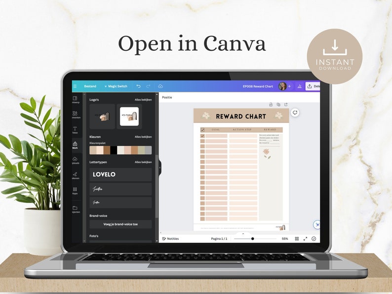 Adult Reward Chart Editable Canva Template Responsibility Tracker ...