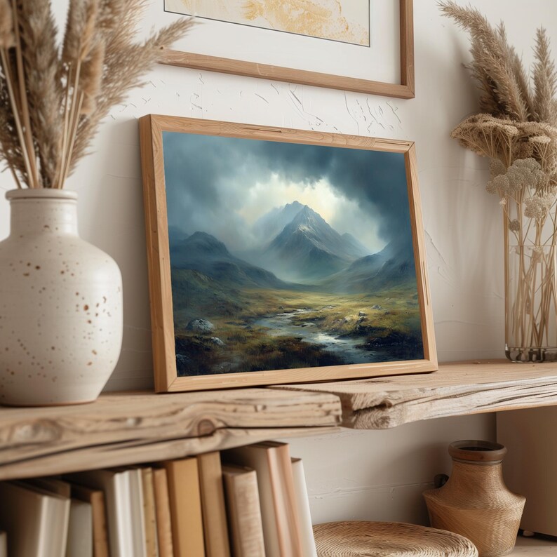 Moody Remote Scottish Moorland Landscape - Rustic Highlands Art ...