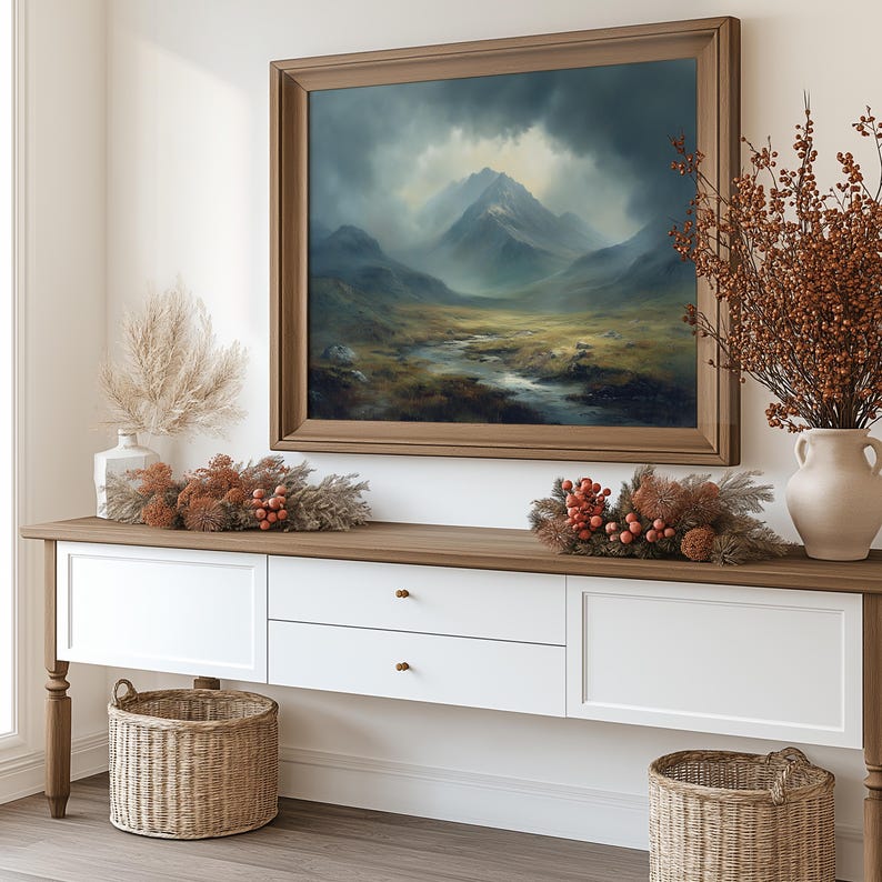Moody Remote Scottish Moorland Landscape - Rustic Highlands Art ...