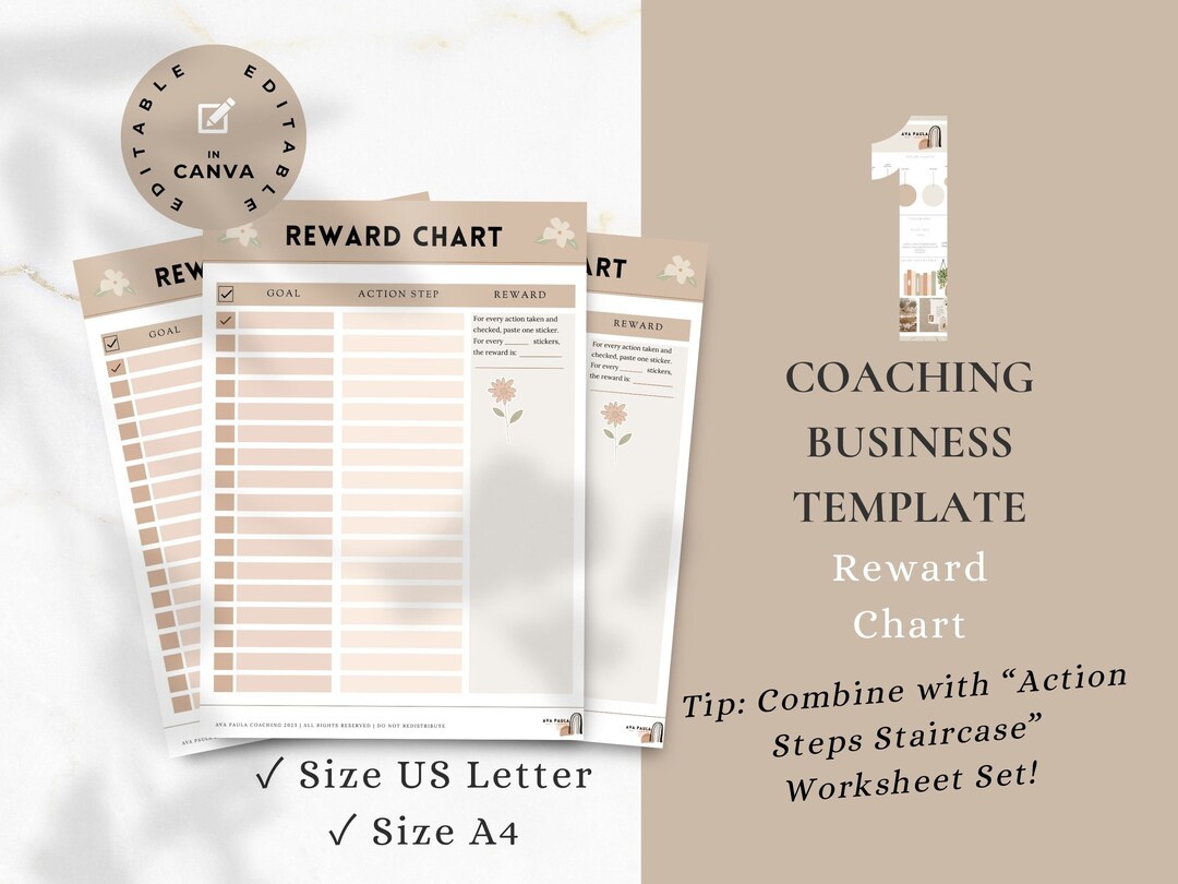 Reward Chart Template Coaching Worksheet Journal Planner - Etsy