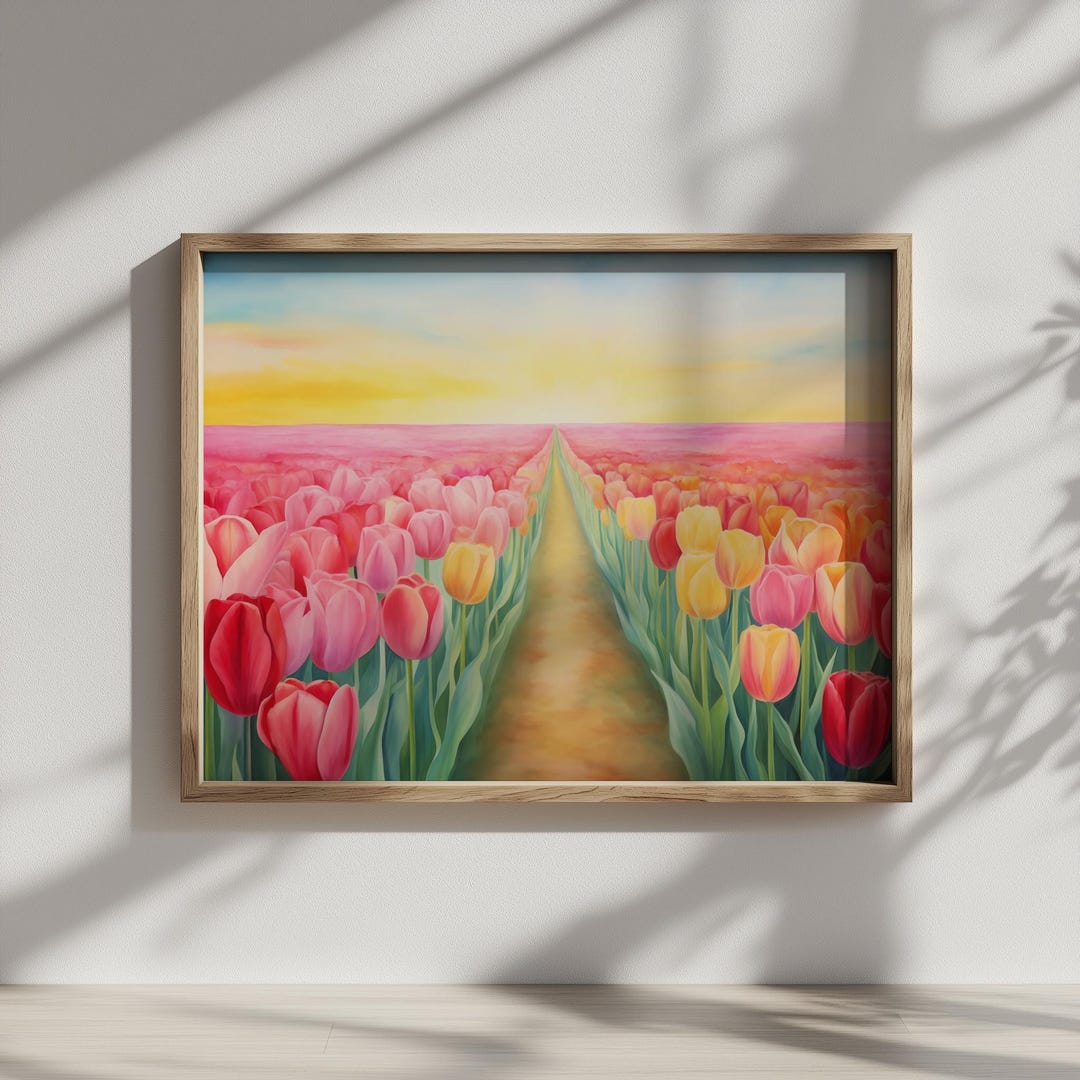 Dutch Tulip Field Printable - Bright Spring Floral Art, Cottagecore ...