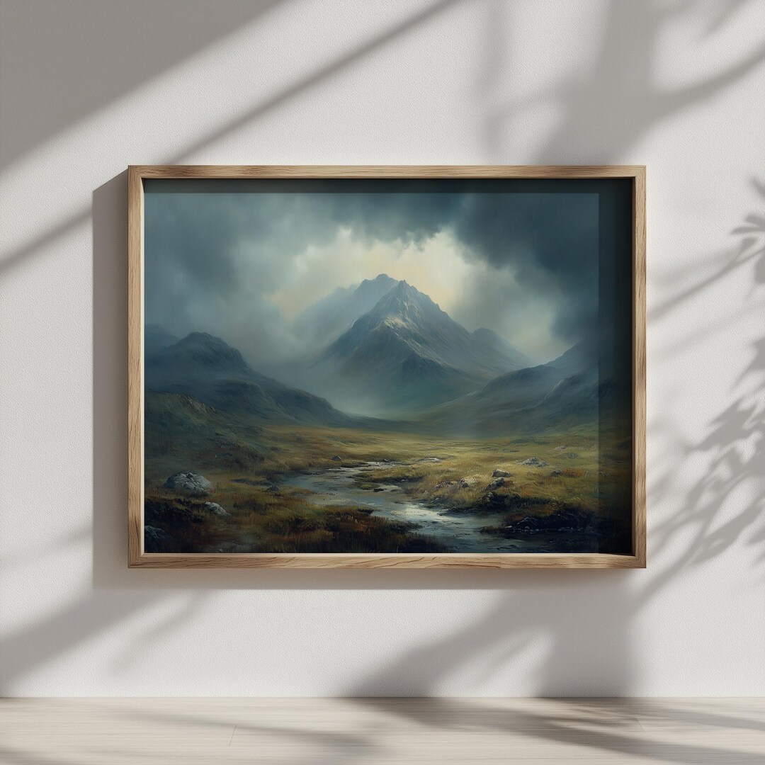Moody Remote Scottish Moorland Landscape - Rustic Highlands Art ...