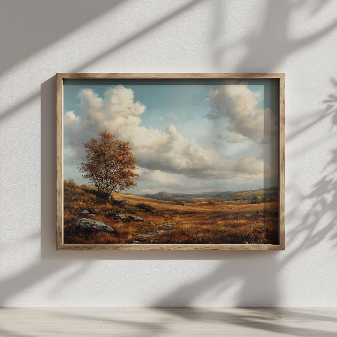 Rustic Irish Autumn Landscape With Lone Tree - Printable Fall Art, Cozy ...