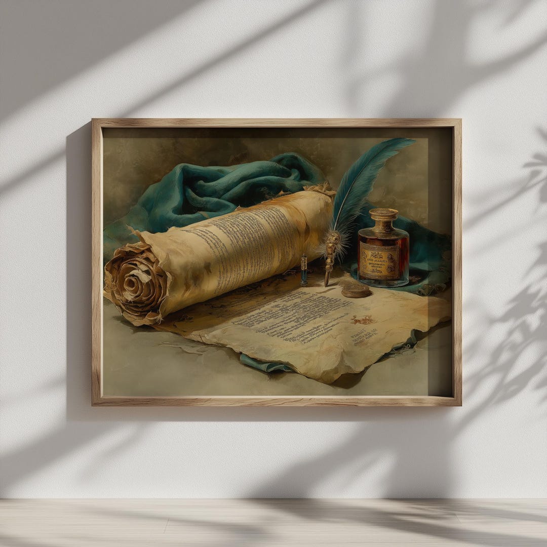 Rustic Antique Scroll and Parchment Wall Art - Historical Quill and Ink ...