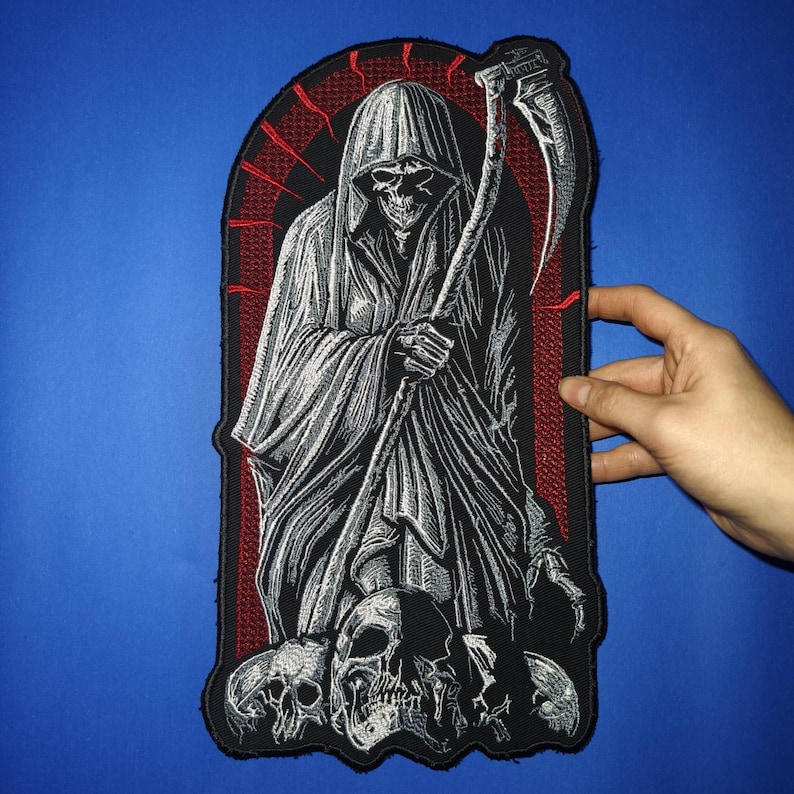 Grim Reaper Embroidered Back Patch: Goth Cottagecore Skull Patches - Etsy