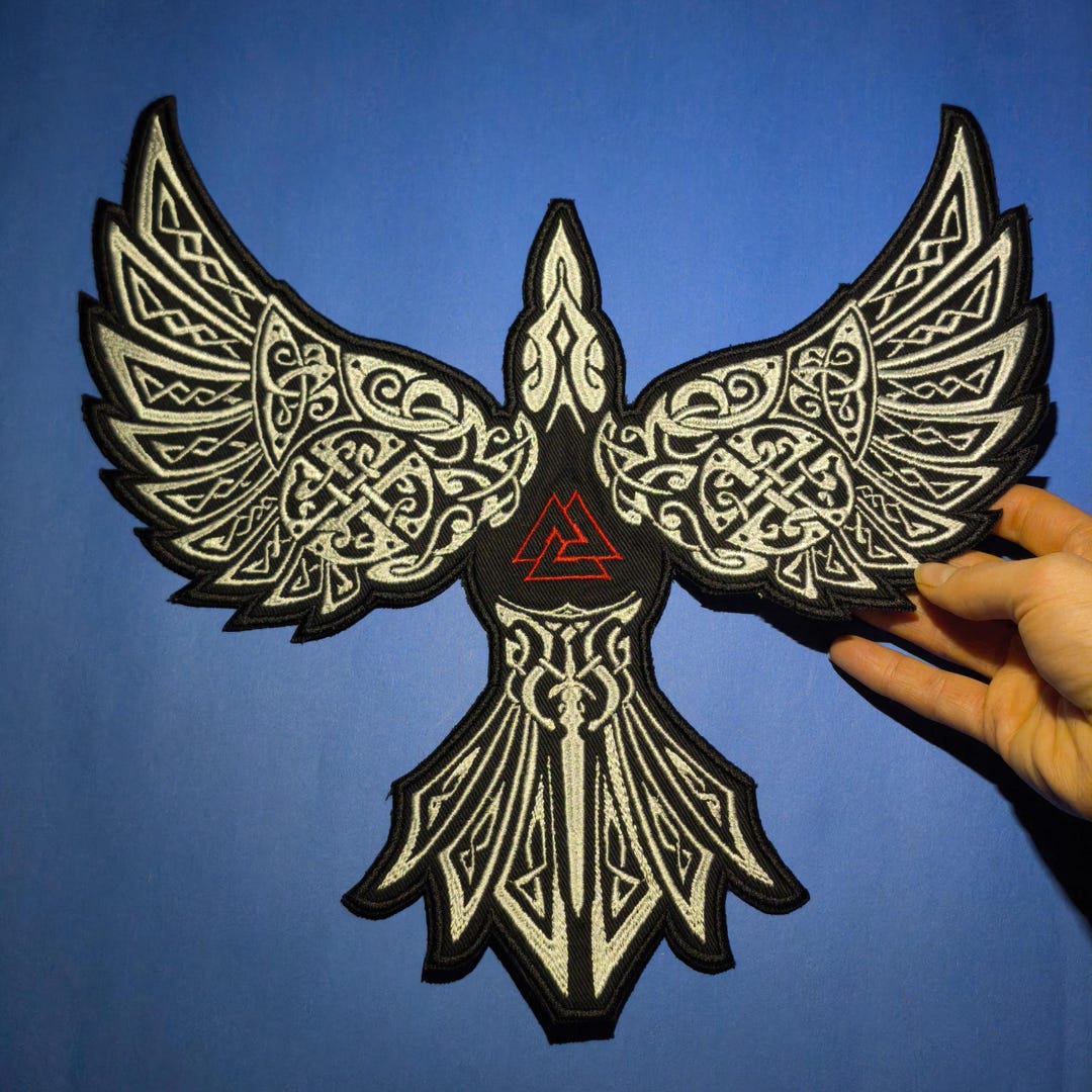 Odin's Knot Symbol Valknut Raven Patch, Large Jackets Patch, İron-on ...