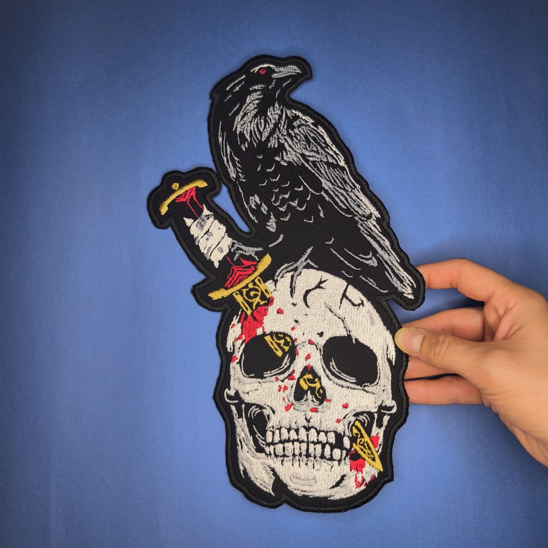 Gothic Raven Skull Back Patch – Battle Style Iron On - Etsy