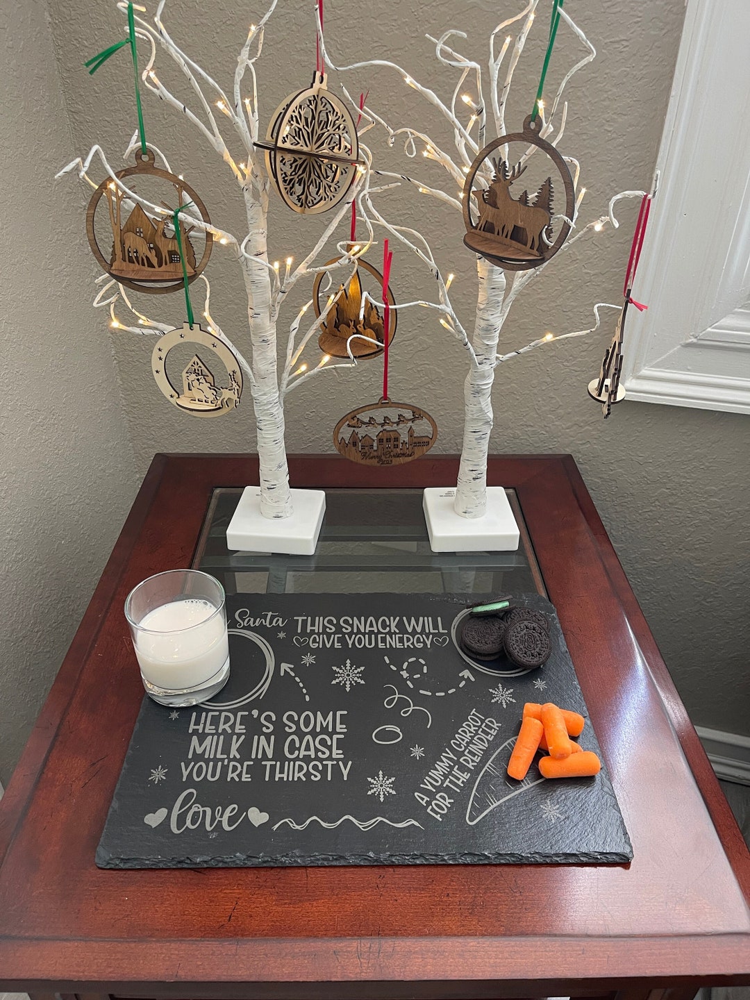Santa Snack Board Slate – Laser Engraved Cookie & Milk Tray for ...