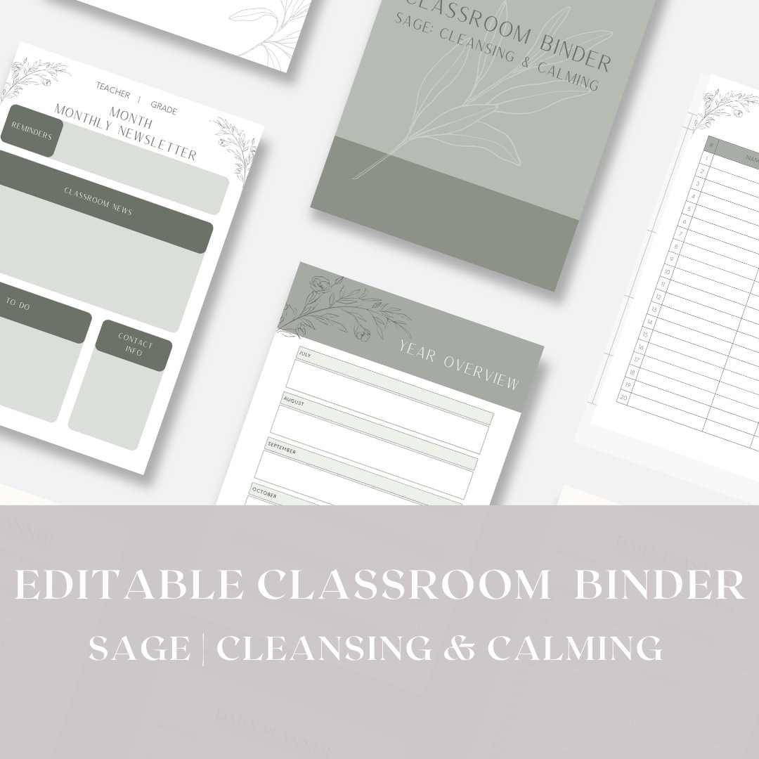Classroom Binder | Sage - Etsy