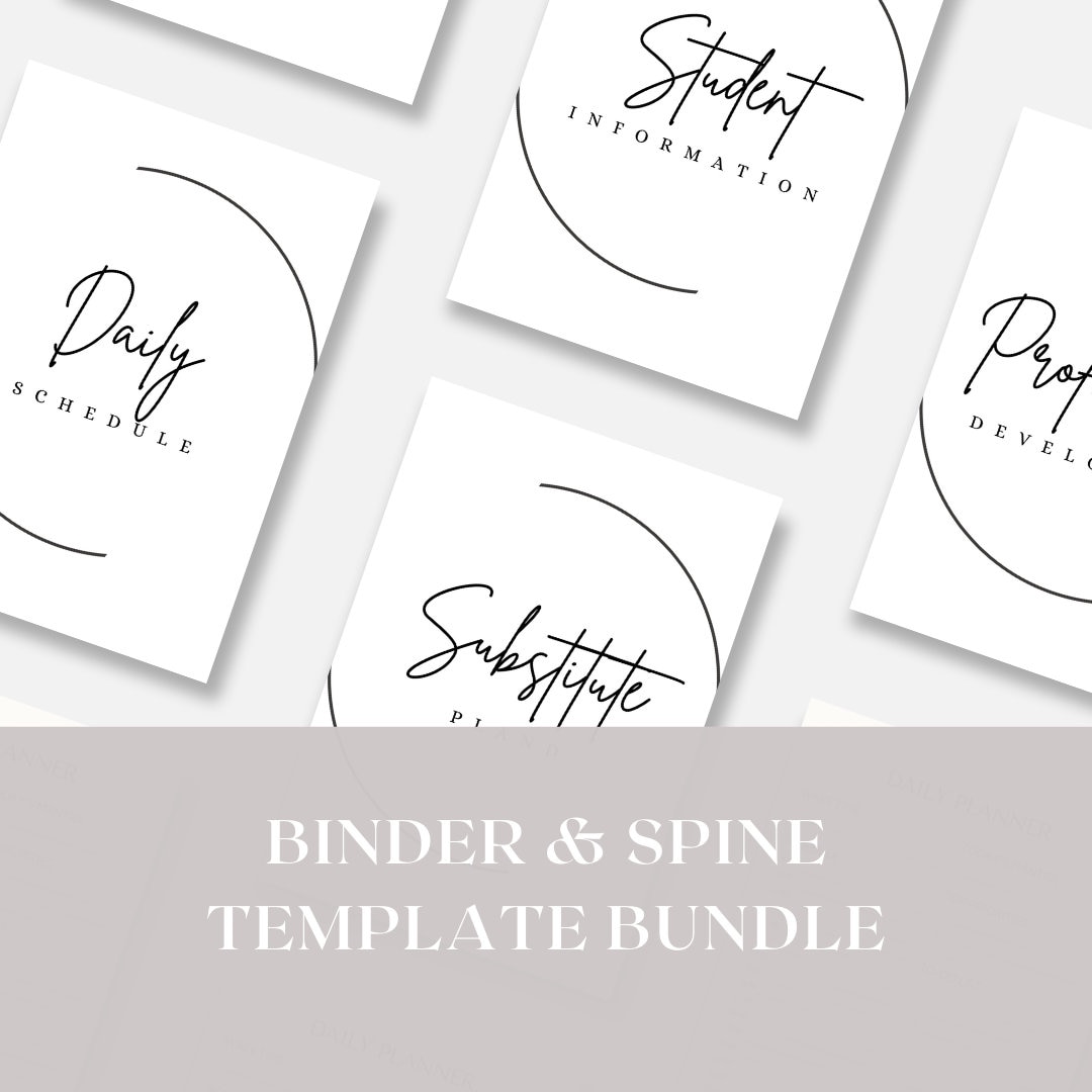 Editable Binder Cover and Spines | Modern B & W - Etsy