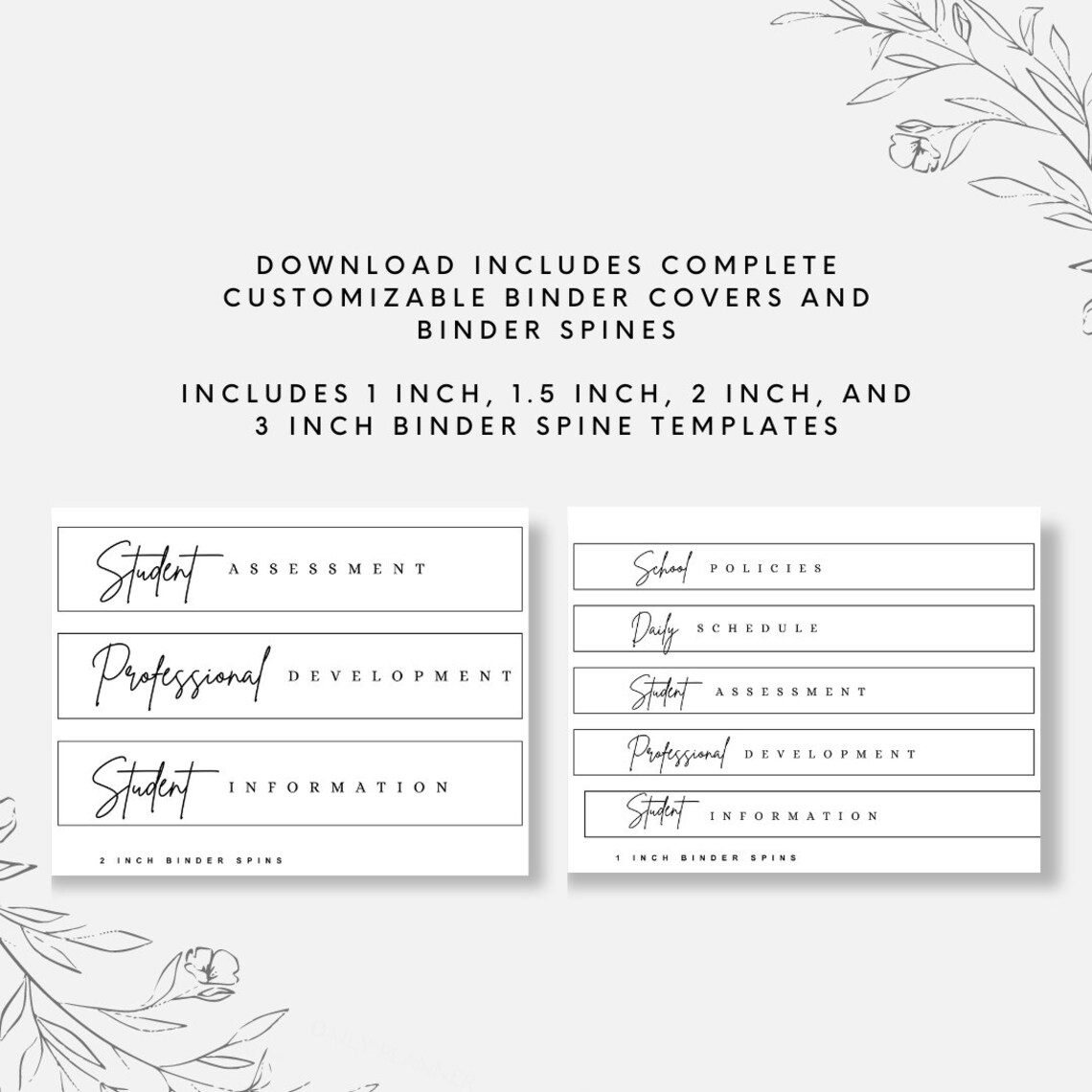 Editable Binder Cover and Spines | Modern B & W - Etsy