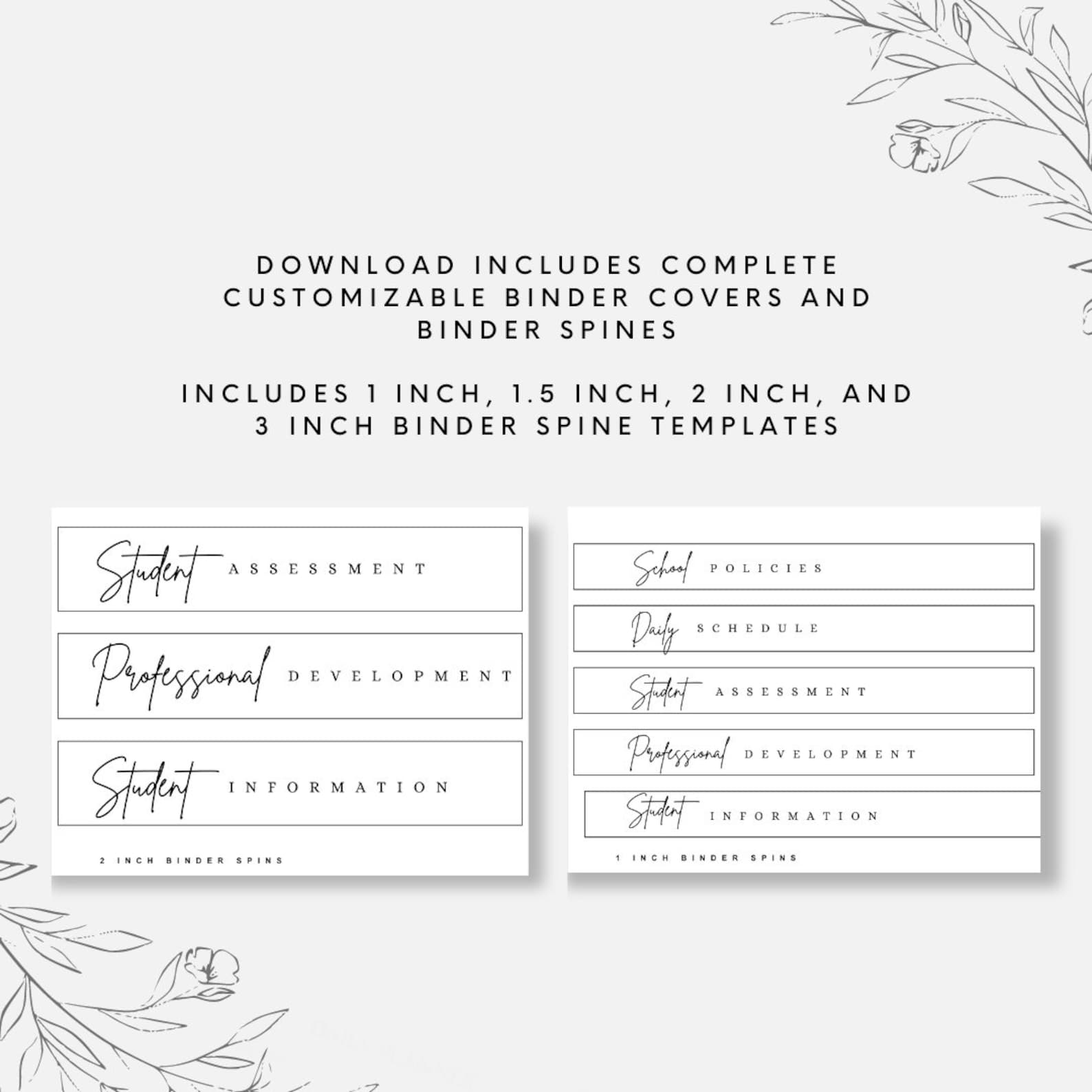 Editable Binder Cover and Spines | Modern B & W - Etsy