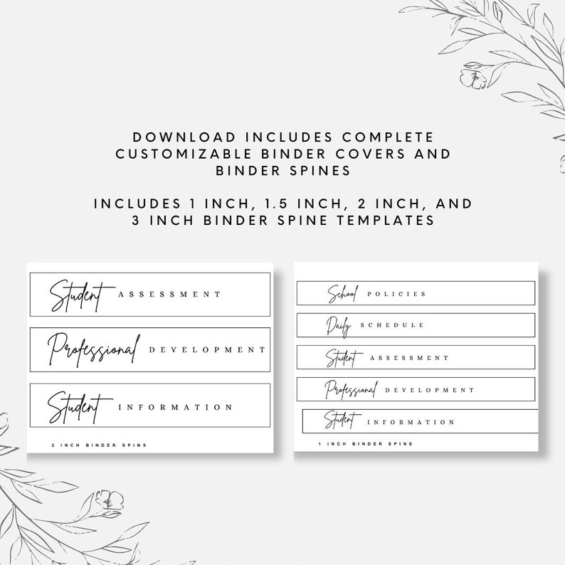 Editable Binder Cover and Spines | Modern B & W - Etsy