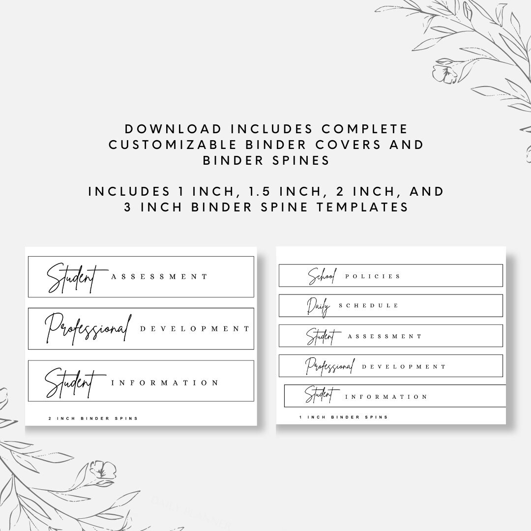 Editable Binder Cover and Spines Modern B & W - Etsy