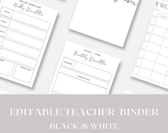 Simplistic Teacher Binder Bundle: Pink, Gray, Black & White - Etsy