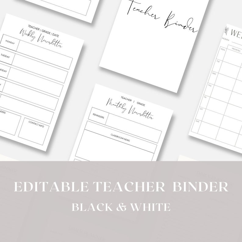 Teacher Binder | Black & White - Etsy