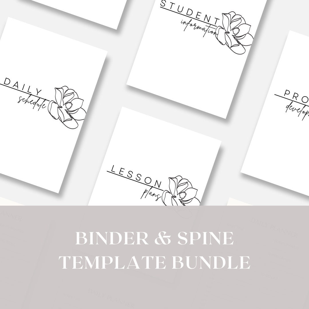 Editable Binder Cover and Spines | Magnolia B & W - Etsy