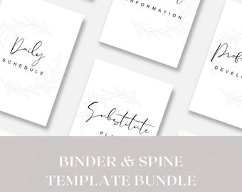 Editable Binder Cover and Spines Modern B & W - Etsy