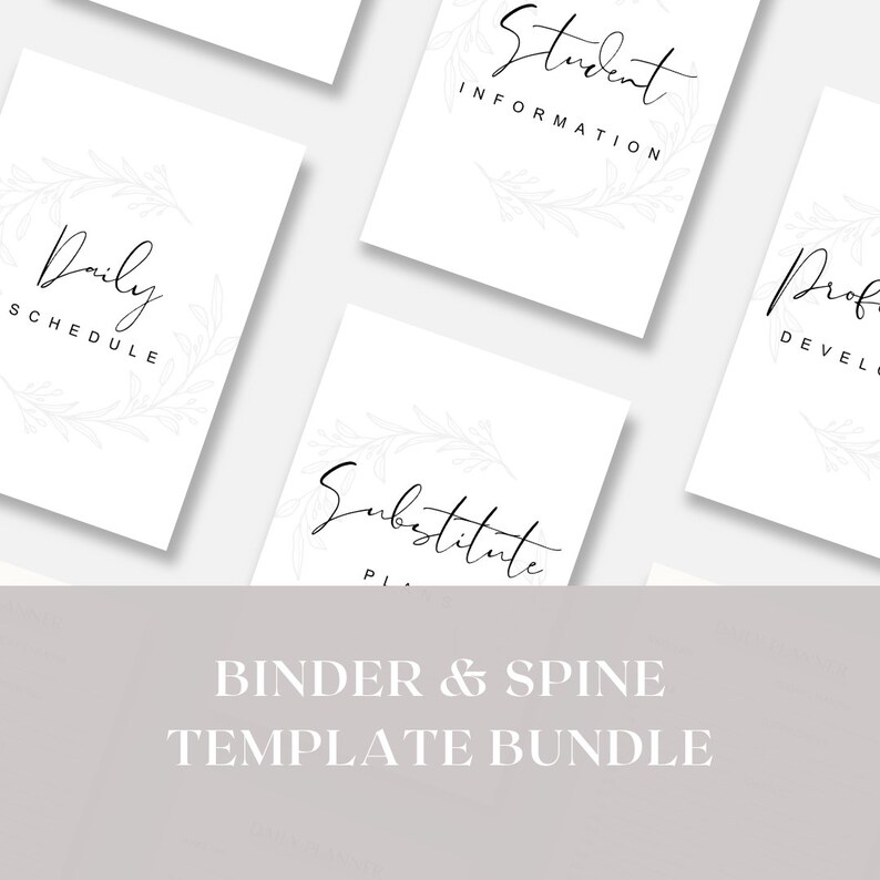 Editable Binder Cover and Spines Elegant B & W - Etsy