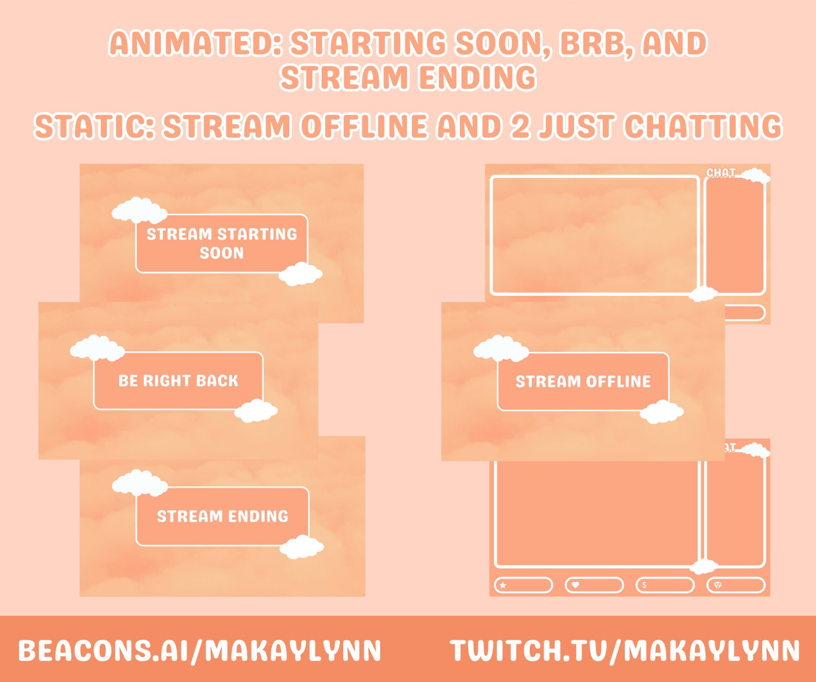 Animated Orange Clouds Twitch Overlays and Scenes - Stream Starting ...
