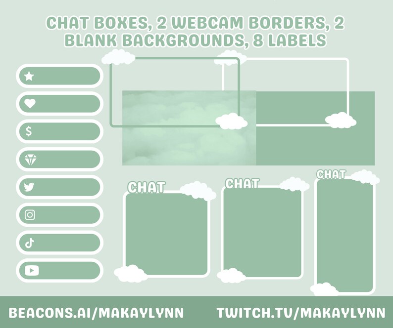 Animated Green Clouds Twitch Overlays and Scenes - Stream Starting, BRB ...