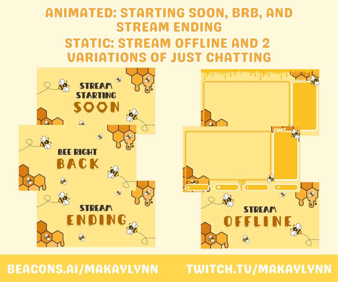 Customizable and Animated Bee Twitch Overlays and Scenes - Stream ...