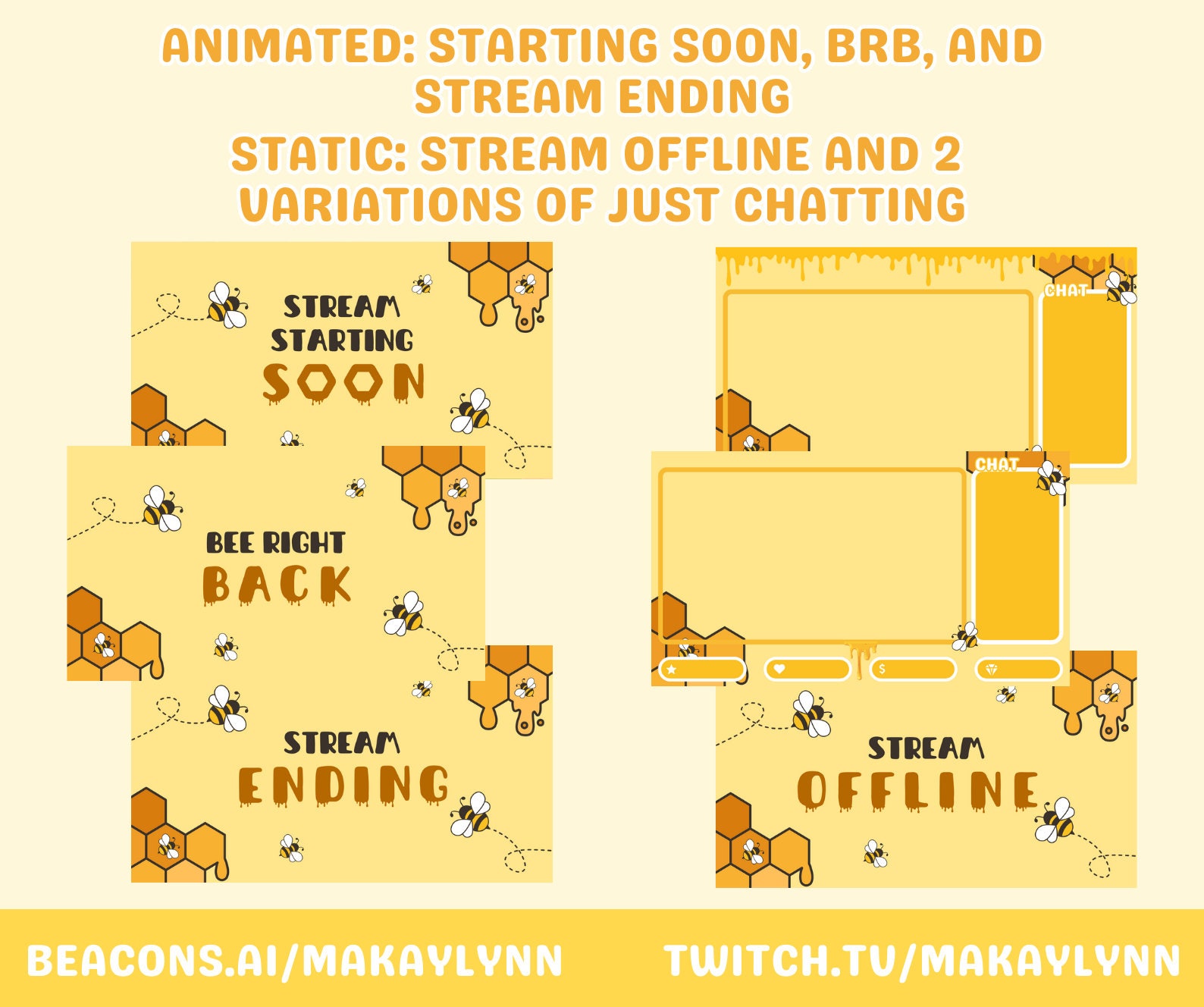 Customizable and Animated Bee Twitch Overlays and Scenes - Stream ...